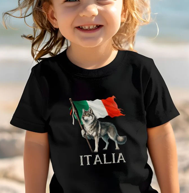 Italian Wolf and Flag Toddler T-shirt – Italian Children's Market